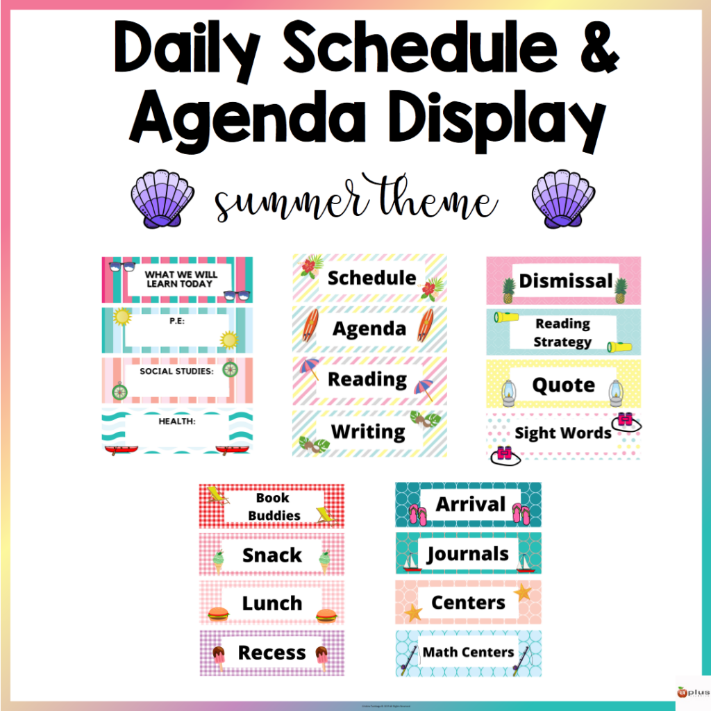 Editable Name Tags, Labels, Daily Agenda Reminders Summer Theme Bundle ...