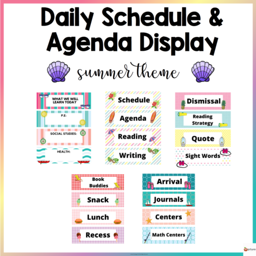 Editable Name Tags, Labels, Daily Agenda Reminders Summer Theme Bundle ...