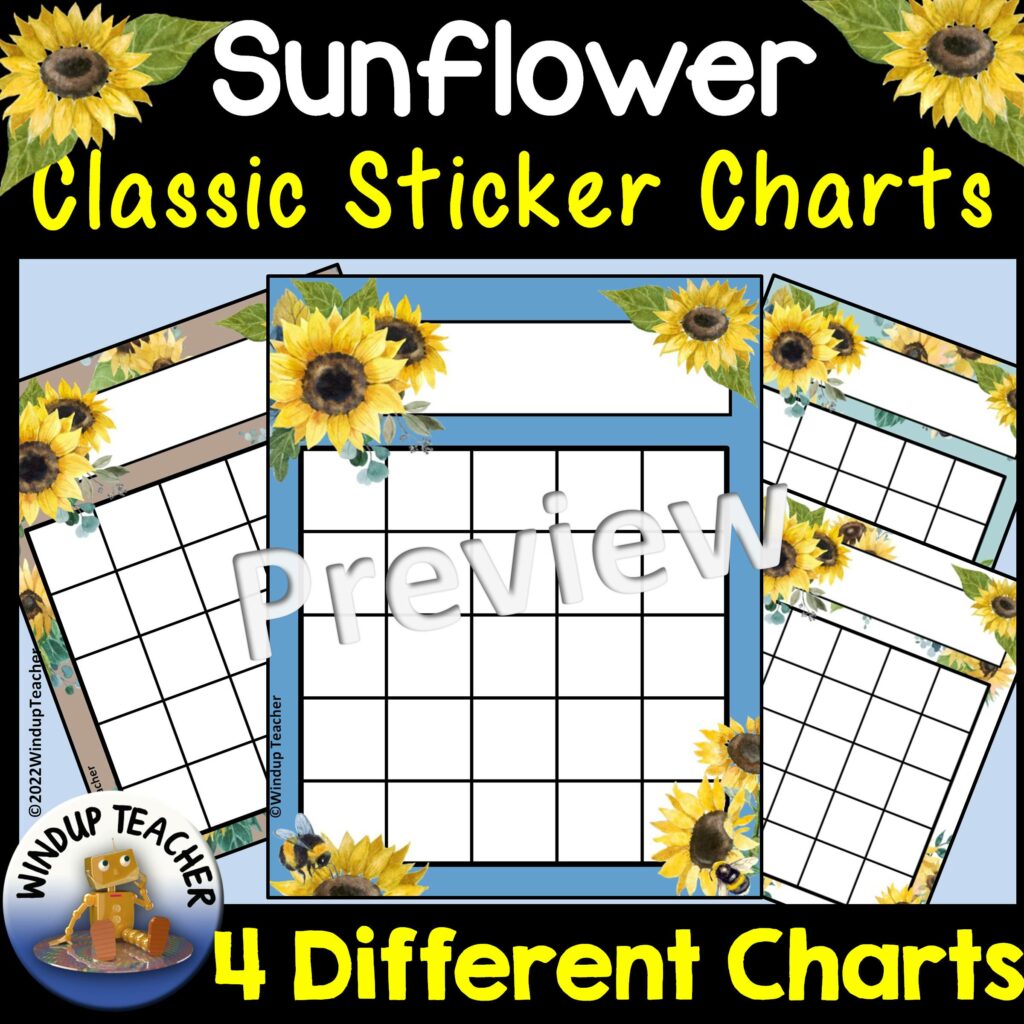 Sunflower Classic Sticker Charts | Made By Teachers