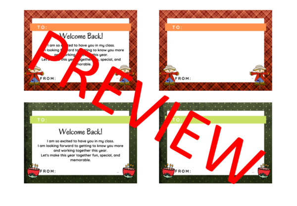 Editable Welcome Back To School Cards Fall Theme - Made By Teachers