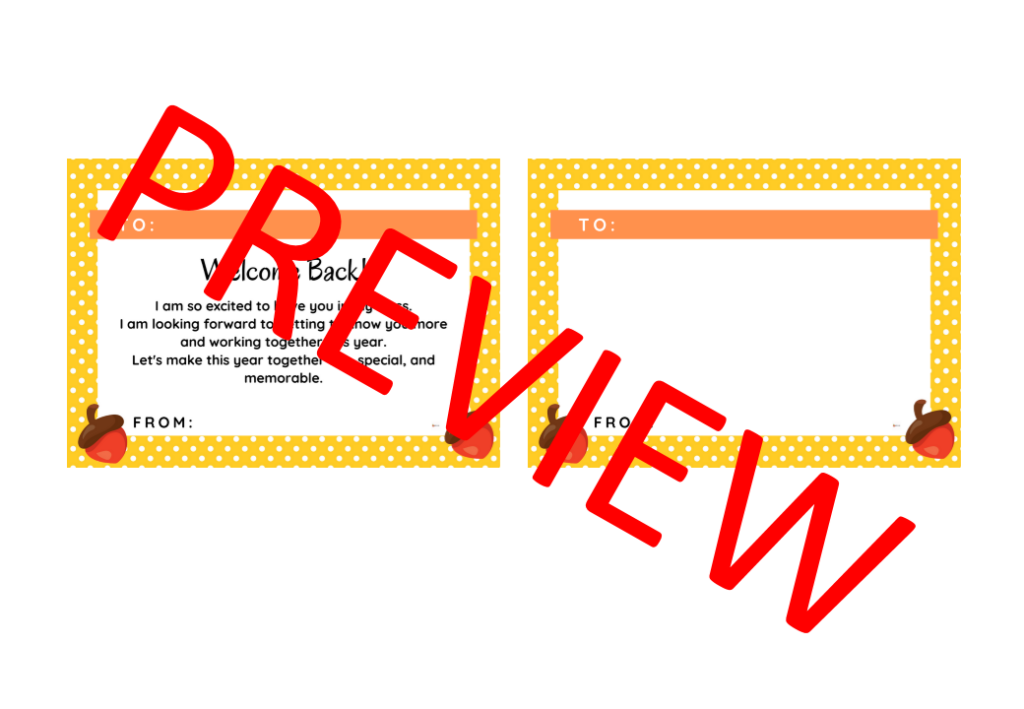 Editable Welcome Back To School Cards Fall Theme - Made By Teachers