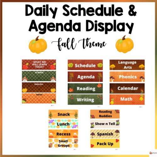 Schedule Card Labels and Daily Agenda Reminders Classroom Display Fall ...