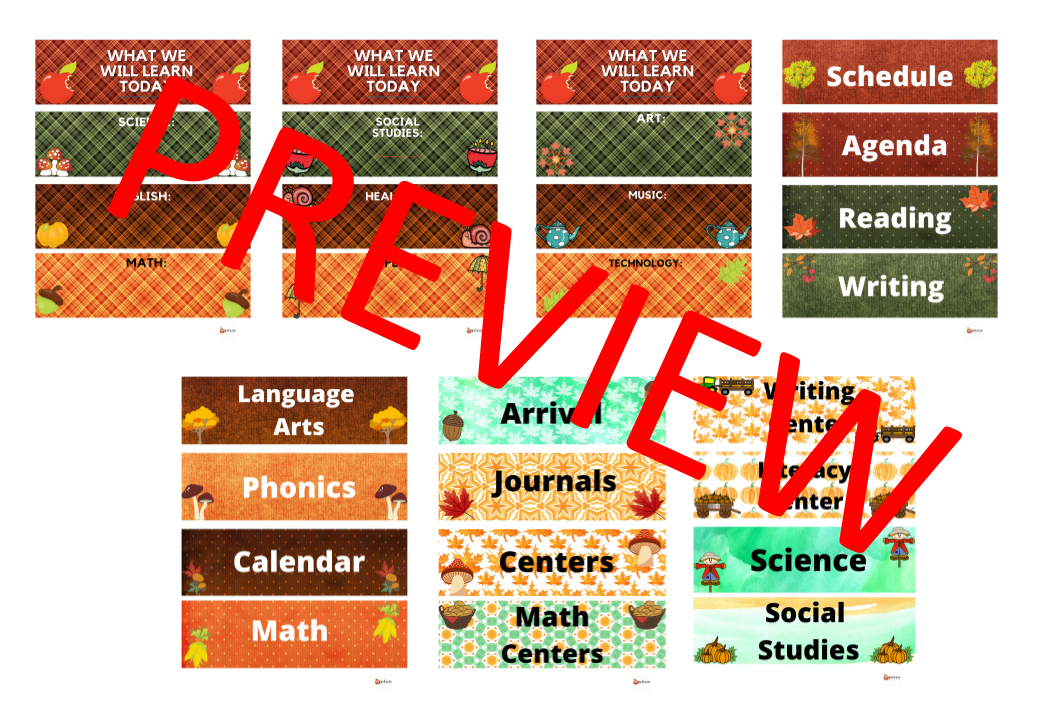 Schedule Card Labels and Daily Agenda Reminders Classroom Display Fall ...