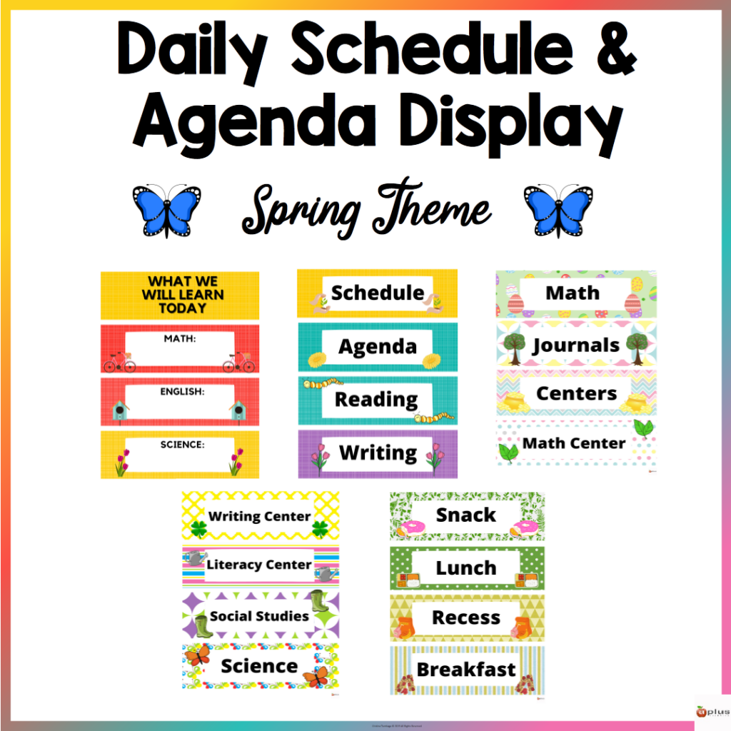 Editable Name Tags, Labels, Daily Agenda Reminders Spring Theme Bundle ...
