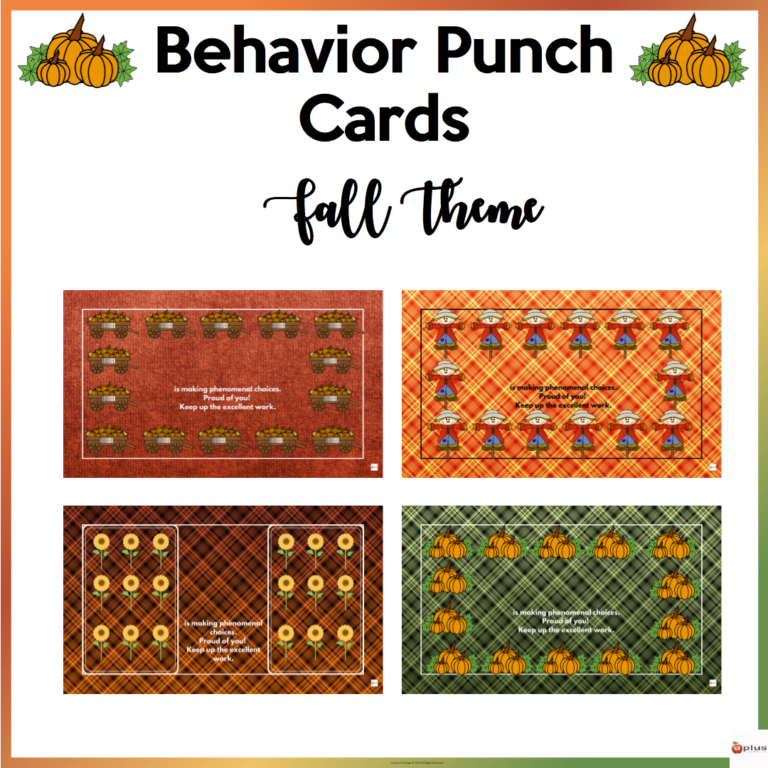 Editable Behavior Punch Cards Fall Theme | Made By Teachers