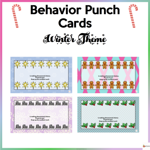 Editable Behavior Punch Cards Winter Theme - Made By Teachers