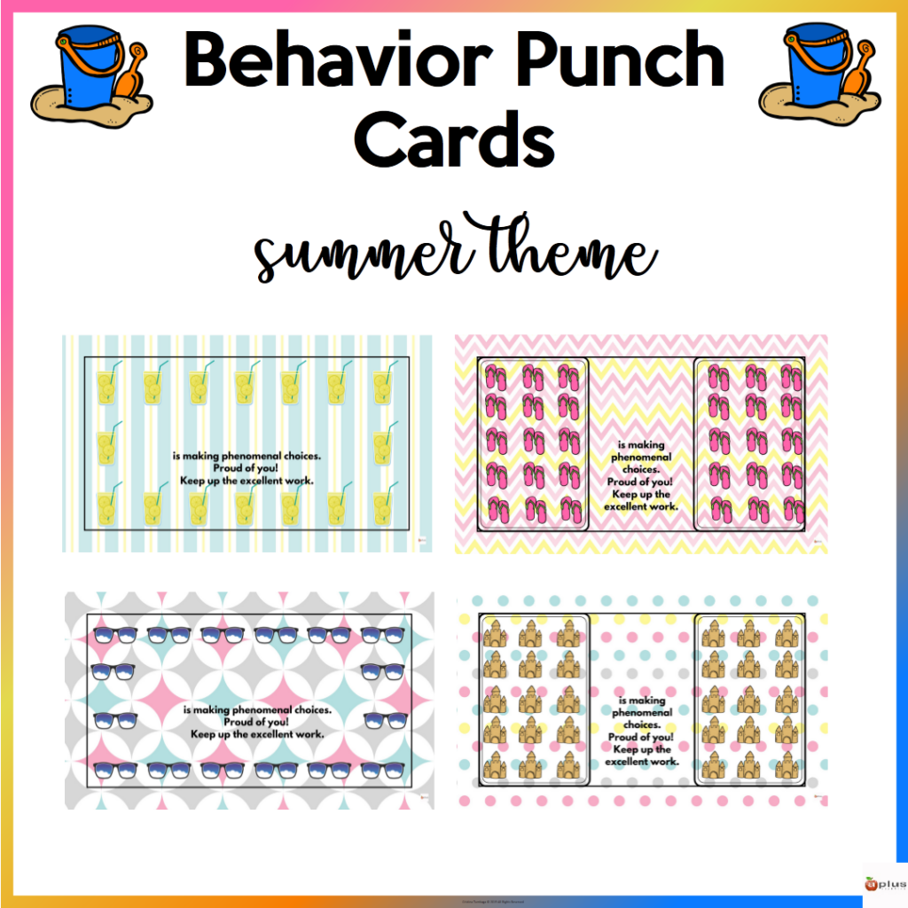 Editable Behavior Punch Cards Summer Theme - Made By Teachers