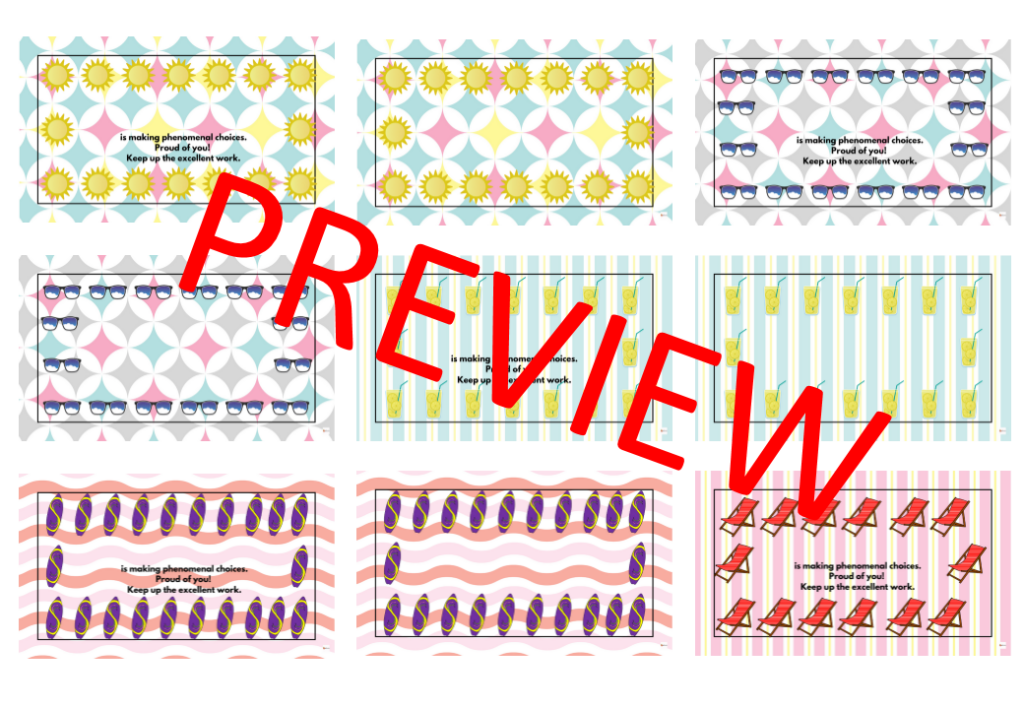 Editable Behavior Punch Cards Summer Theme - Made By Teachers