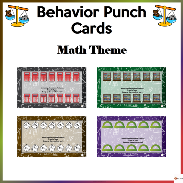 Editable Behavior Punch Cards Math Theme - Made By Teachers
