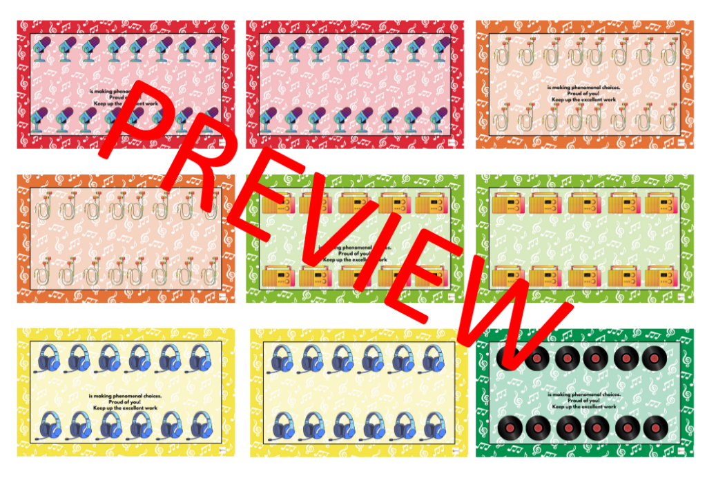 Editable Behavior Punch Cards Music Theme | Made By Teachers