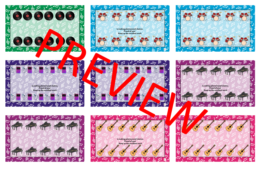 Editable Behavior Punch Cards Music Theme | Made By Teachers