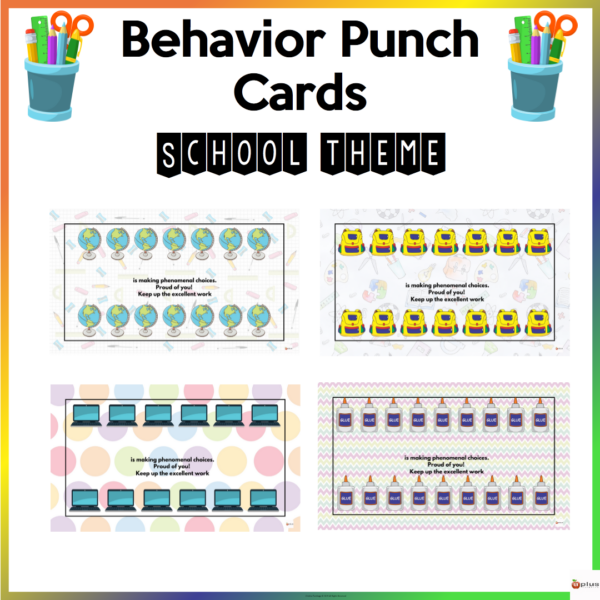 Editable Behavior Punch Cards School Theme | Made By Teachers