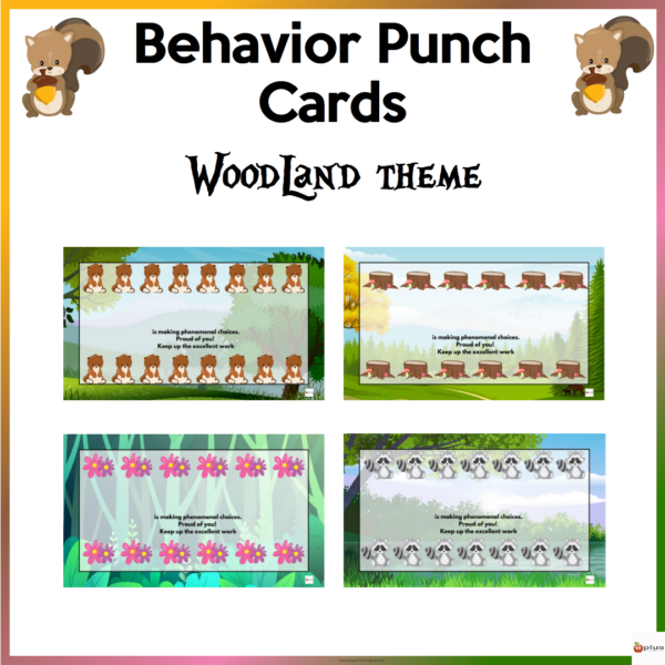 Editable Behavior Punch Cards Woodland Theme - Made By Teachers