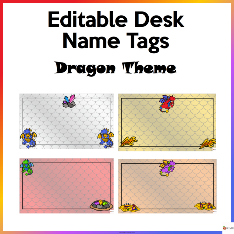 Editable Name Tags, Labels, Schedule Cards, Student Awards Dragon Theme ...