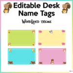 Editable Desk Name Tags Woodland Theme - Made By Teachers