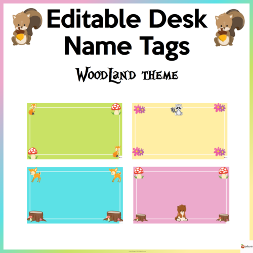 Editable Name Tags and Labels Woodland Theme Bundle | Made By Teachers