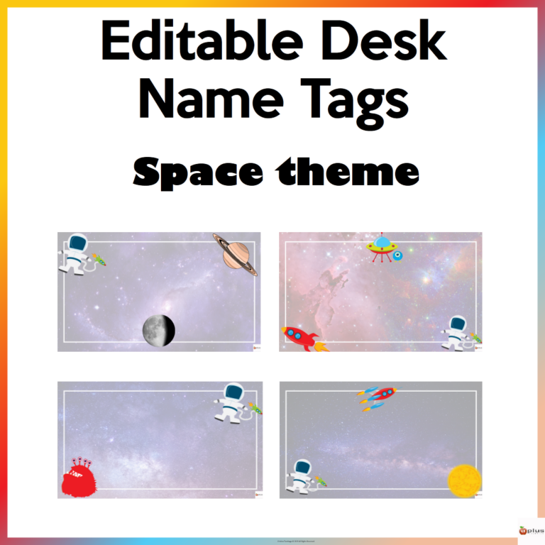 Editable Name Tags, Labels, and Agenda Display Reminders Space Theme ...