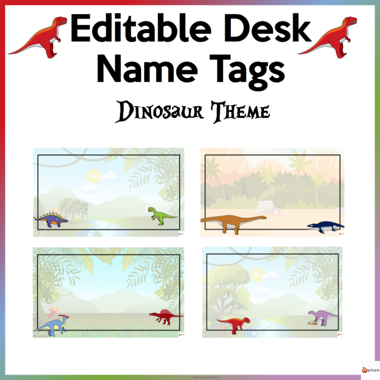 Editable Name Tags and Labels Dinosaur Theme | Made By Teachers