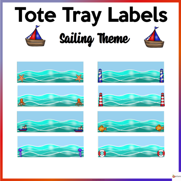 Tote Tray Labels Sailing Theme | Made By Teachers
