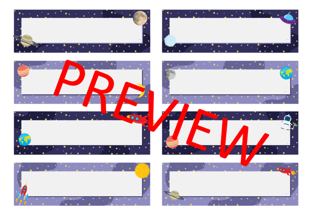 Editable Tote Tray Labels Space Theme | Made By Teachers