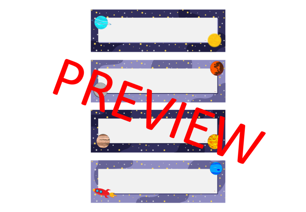 Editable Tote Tray Labels Space Theme - Made By Teachers