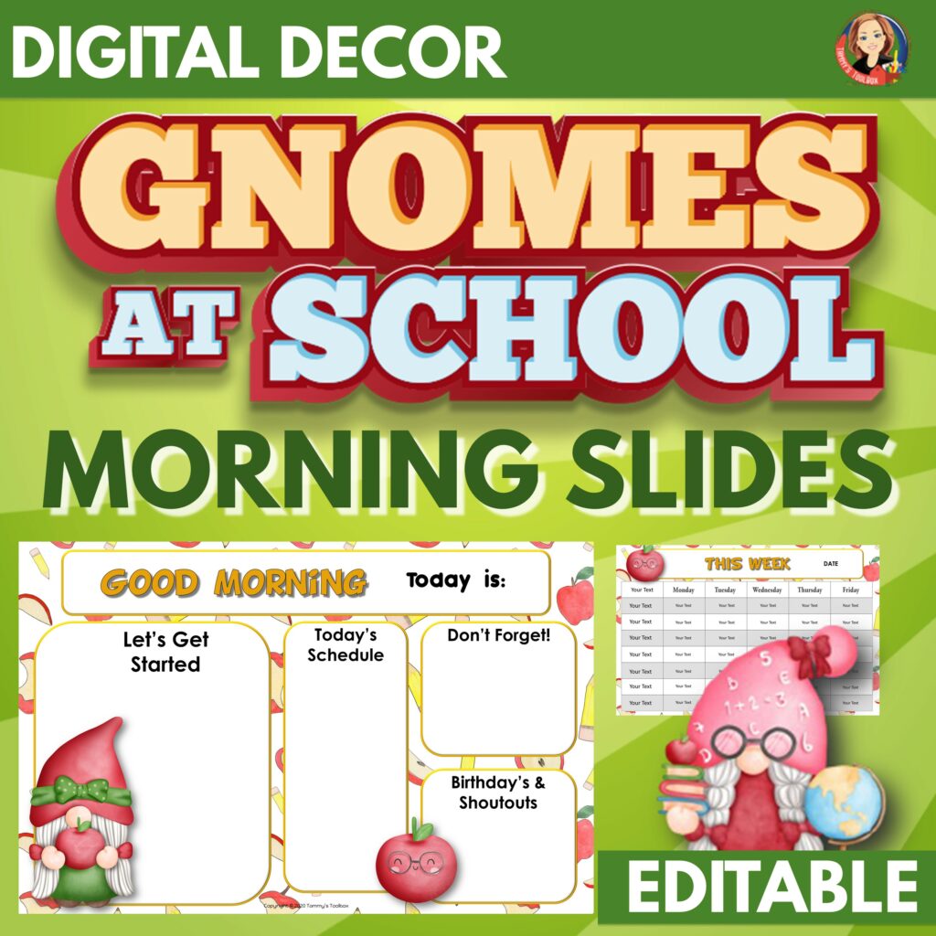 Gnome Theme Virtual Morning Meeting and Agenda Slides - Made By Teachers