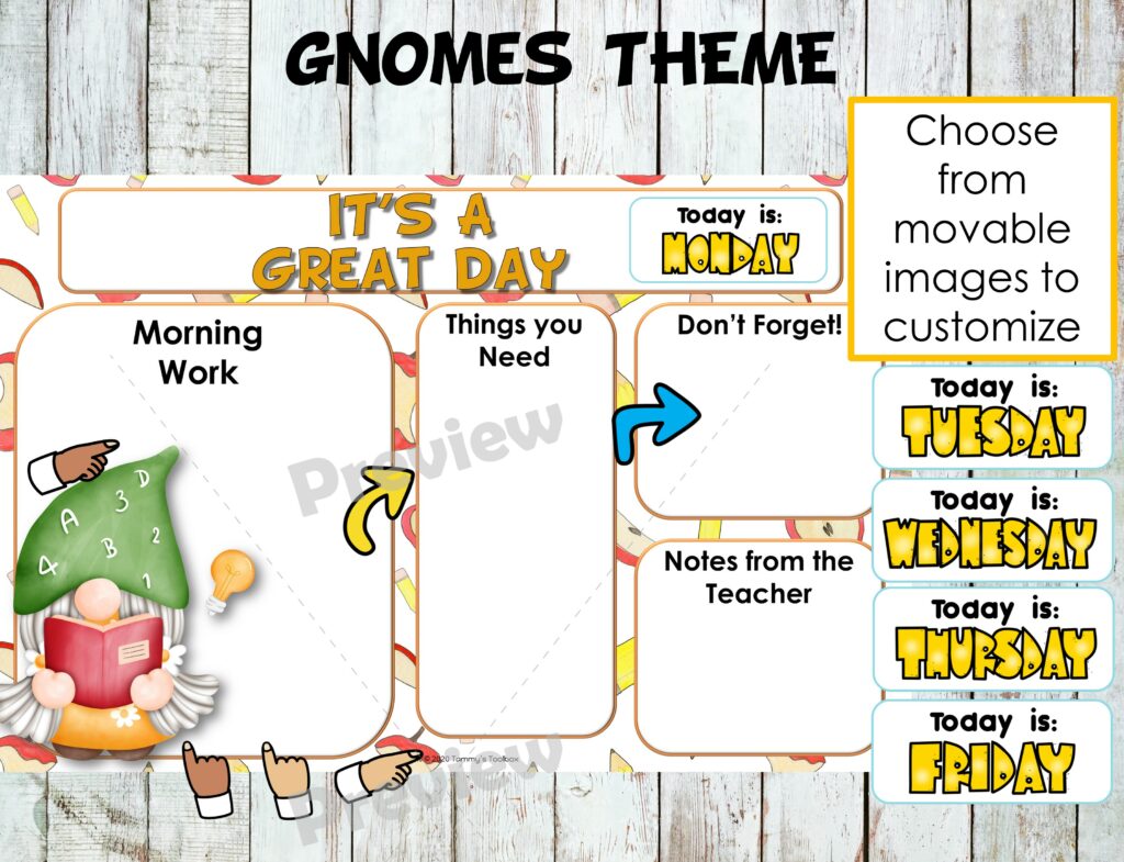 Gnome Theme Virtual Morning Meeting and Agenda Slides - Made By Teachers