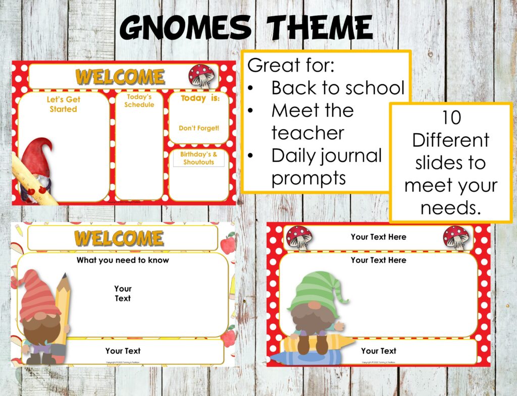 Gnome Theme Virtual Morning Meeting and Agenda Slides - Made By Teachers