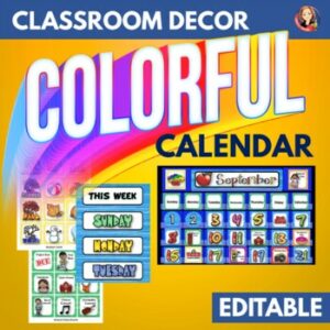 Classroom Calendar in Bright Colorful Classroom Decor Theme - Made By ...