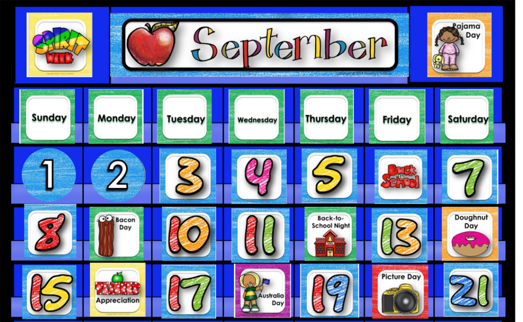 Classroom Calendar in Bright Colorful Classroom Decor Theme - Made By ...