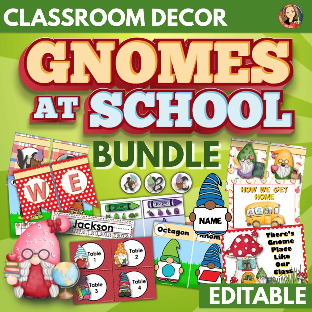 Classroom Decor Bundle in Gnomes Theme Editable | Made By Teachers