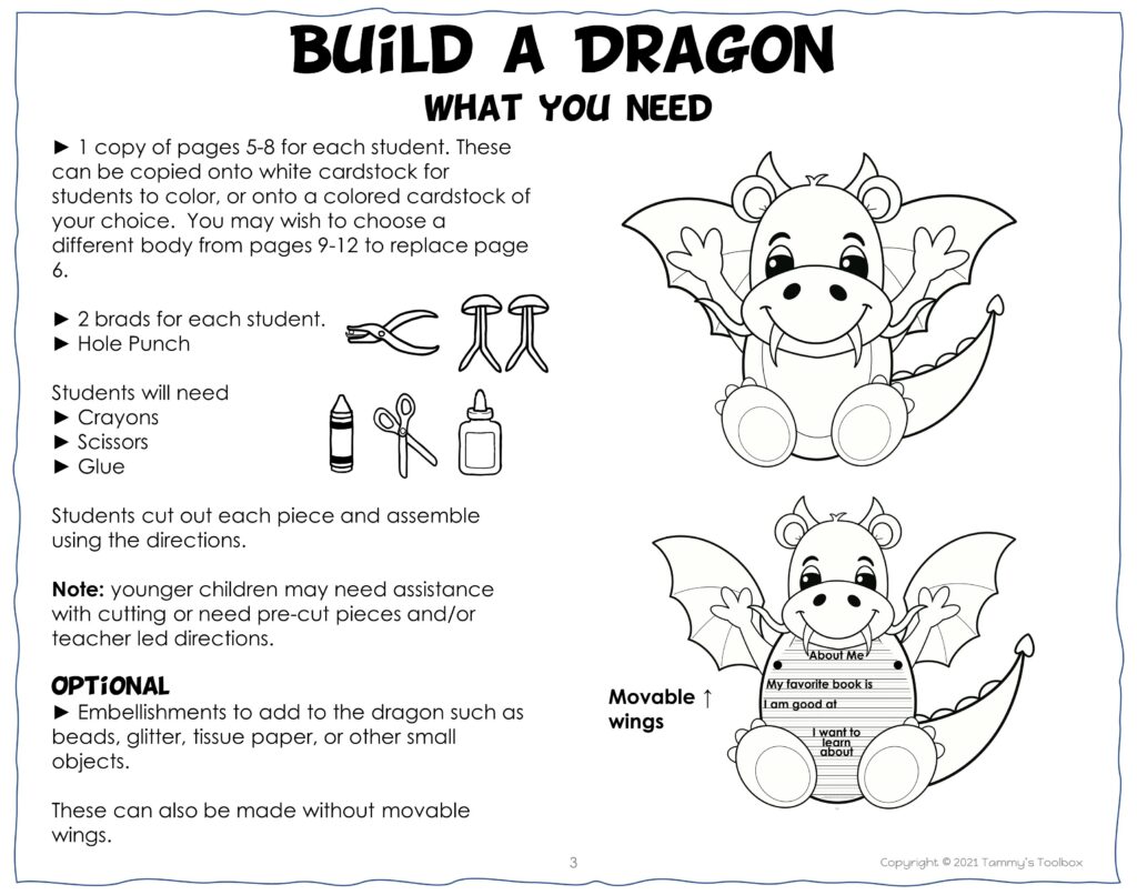 Build a Dragon Back to School Craft | Made By Teachers