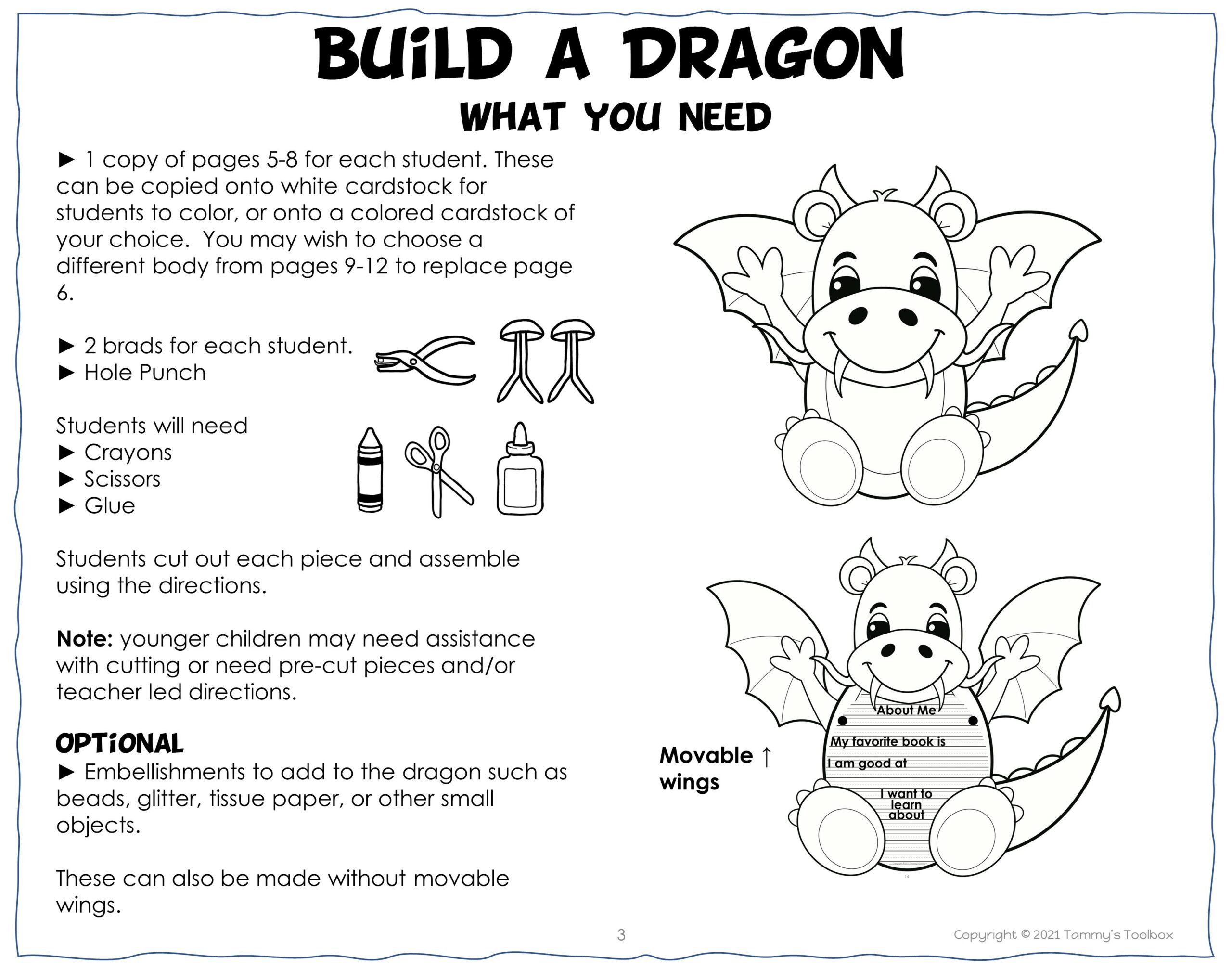 Build a Dragon Back to School Craft - Made By Teachers