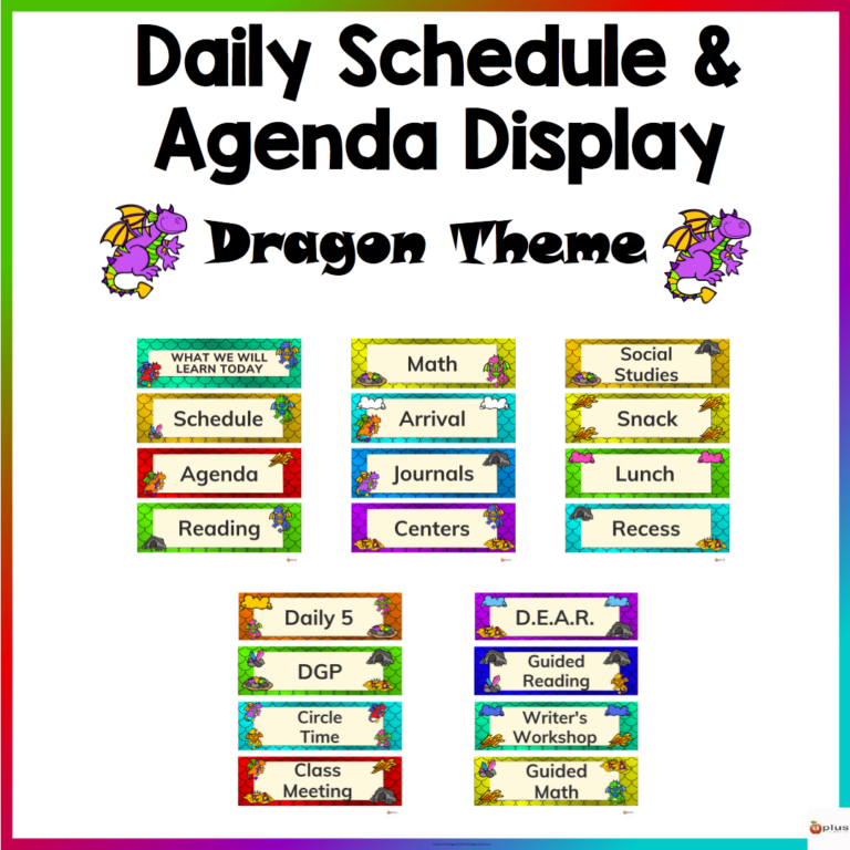 Editable Name Tags, Labels, Schedule Cards, Student Awards Dragon Theme ...