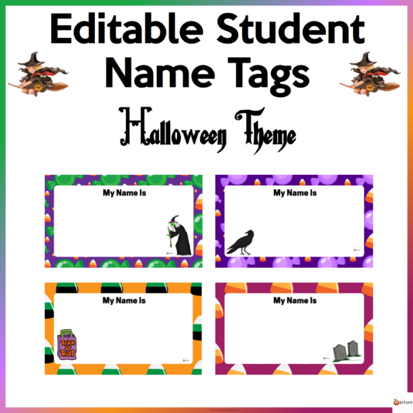 Editable Student Name Tags Halloween Theme - Made By Teachers