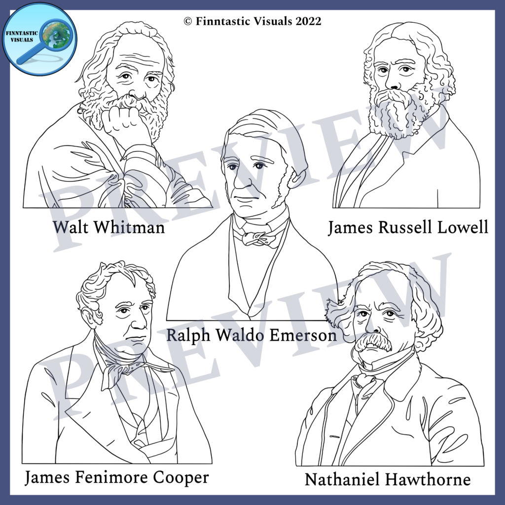 19th Century American Writers Clip Art Vol 1 | Made By Teachers