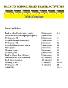 BACK TO SCHOOL BRAIN TEASER STORIES RIDDLES AND PUZZLES, grades 5-8 ...