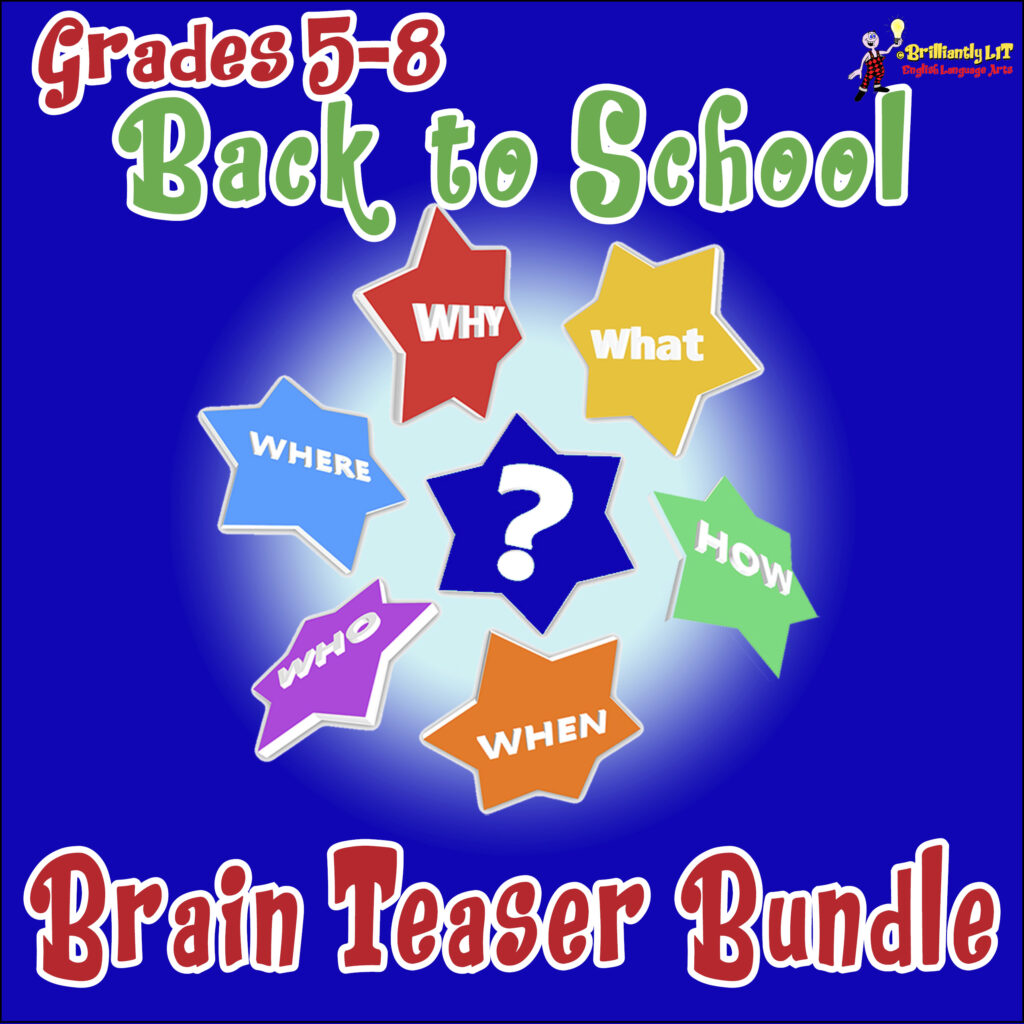 BACK TO SCHOOL BRAIN TEASER STORIES RIDDLES AND PUZZLES, grades 5-8 ...
