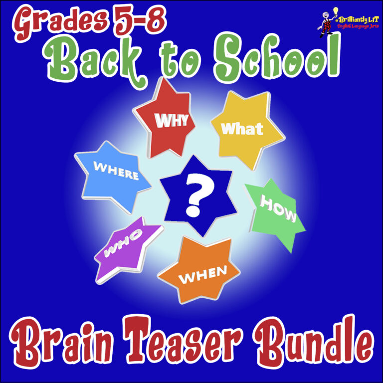 BACK TO SCHOOL BRAIN TEASER STORIES RIDDLES AND PUZZLES, grades 5-8 ...