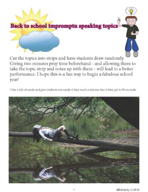 BACK TO SCHOOL ICE BREAKER IMPROMPTU SPEAKING TOPICS - Made By Teachers