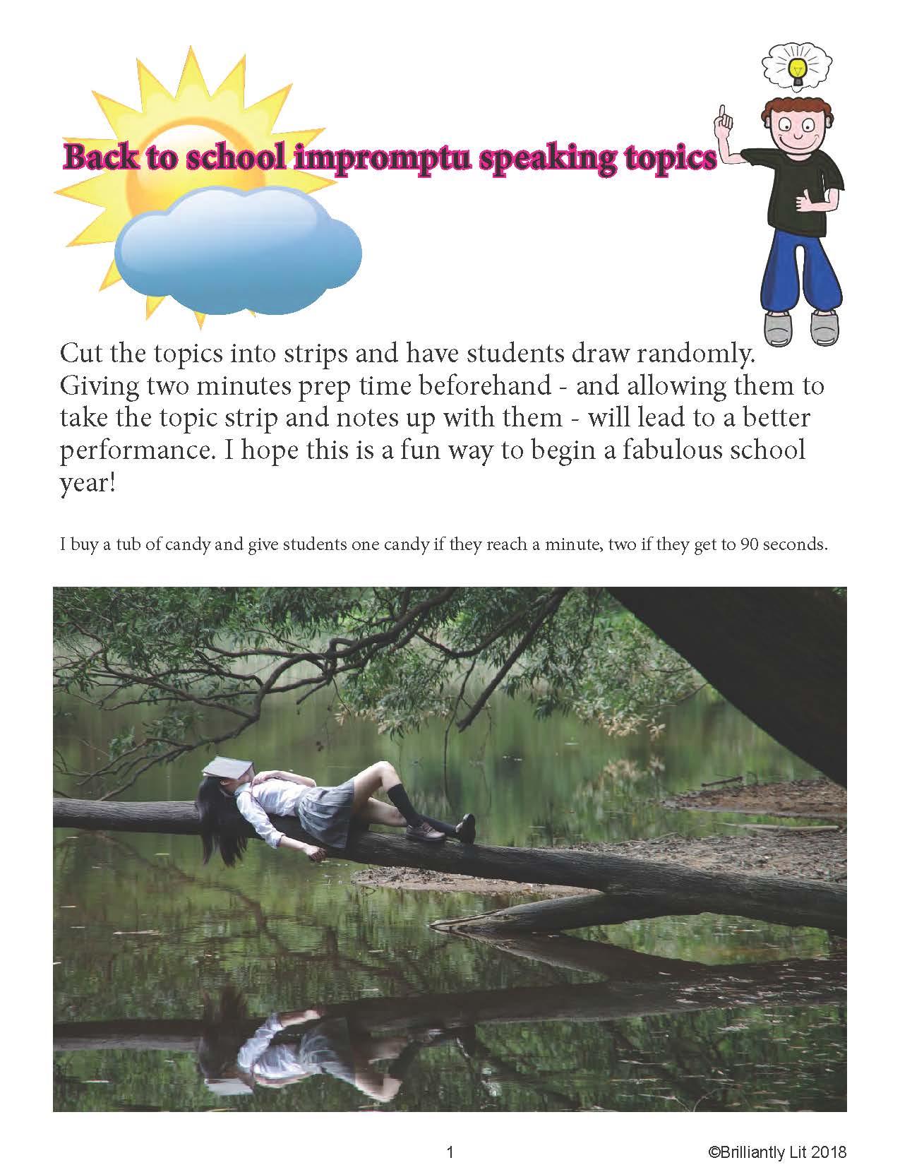 BACK TO SCHOOL ICE BREAKER IMPROMPTU SPEAKING TOPICS - Made By Teachers