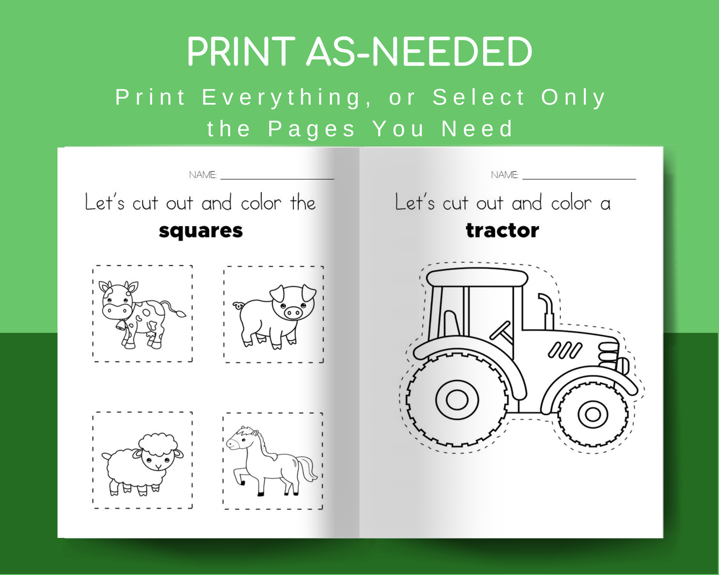 Preschool Scissor Skills Cutting Practice Farm Theme Worksheets | Made ...