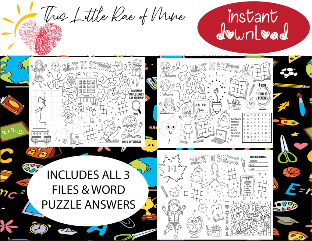 Back to school - activity bundle - First day of school - word search ...