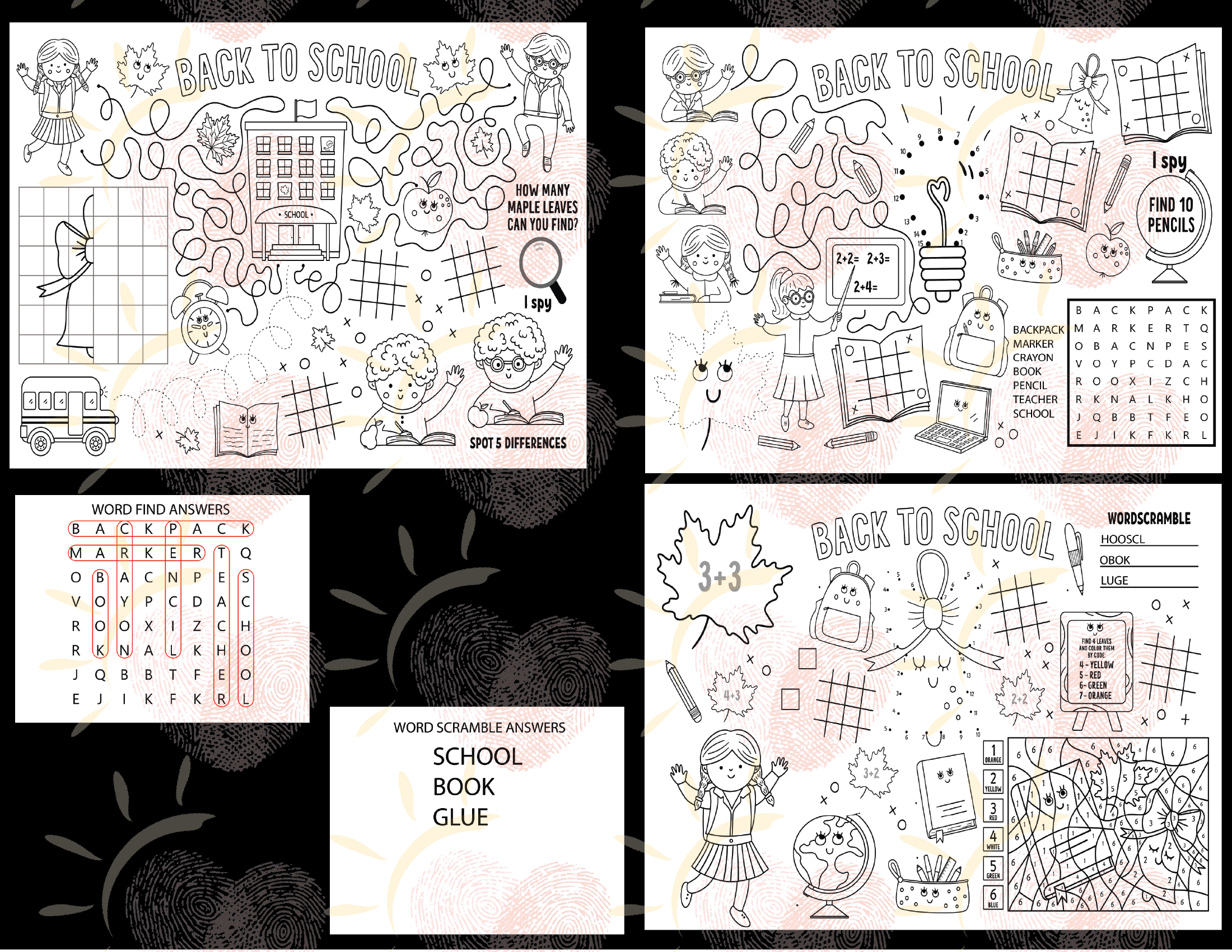 Back to school - activity bundle - First day of school - word search ...