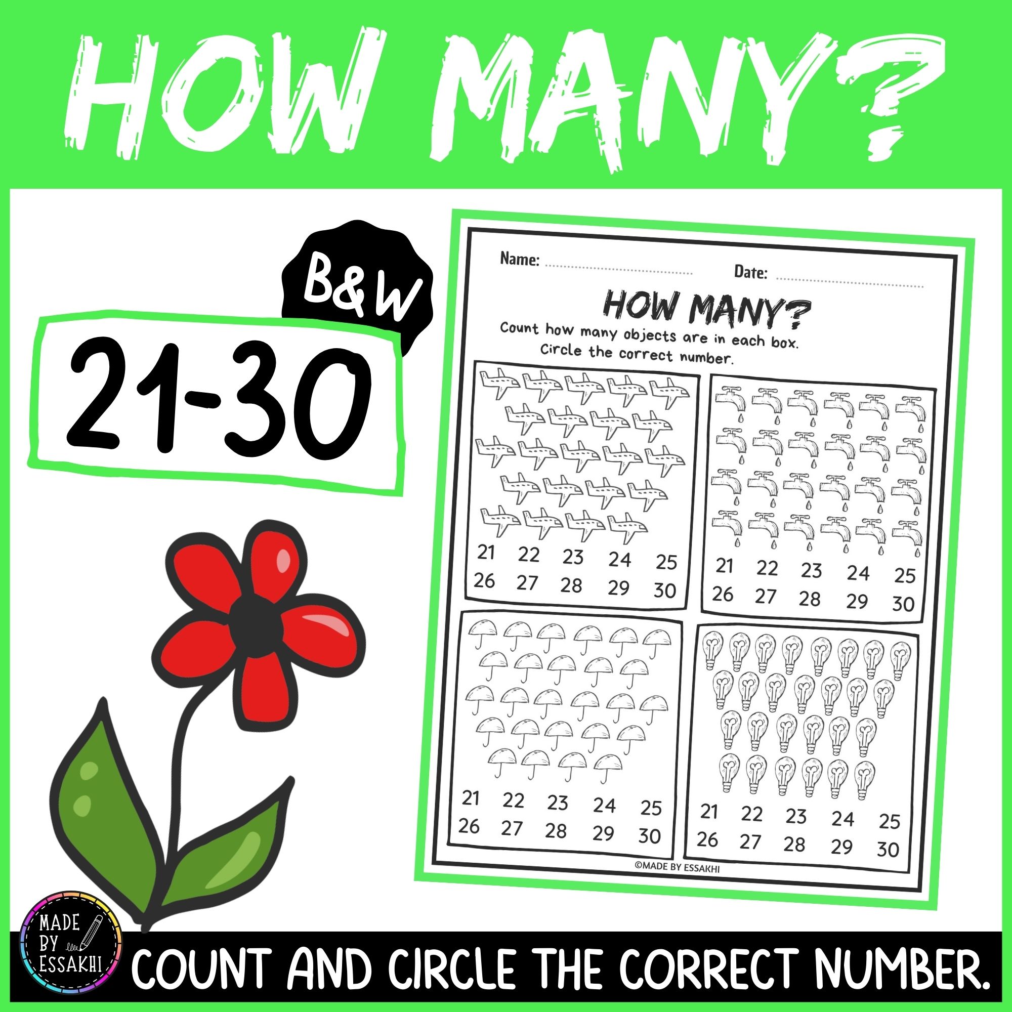 How Many Count And Circle The Correct Number B W Numbers 21 30 How Many Count And Circle The Correct Number B W Numbers 21 30