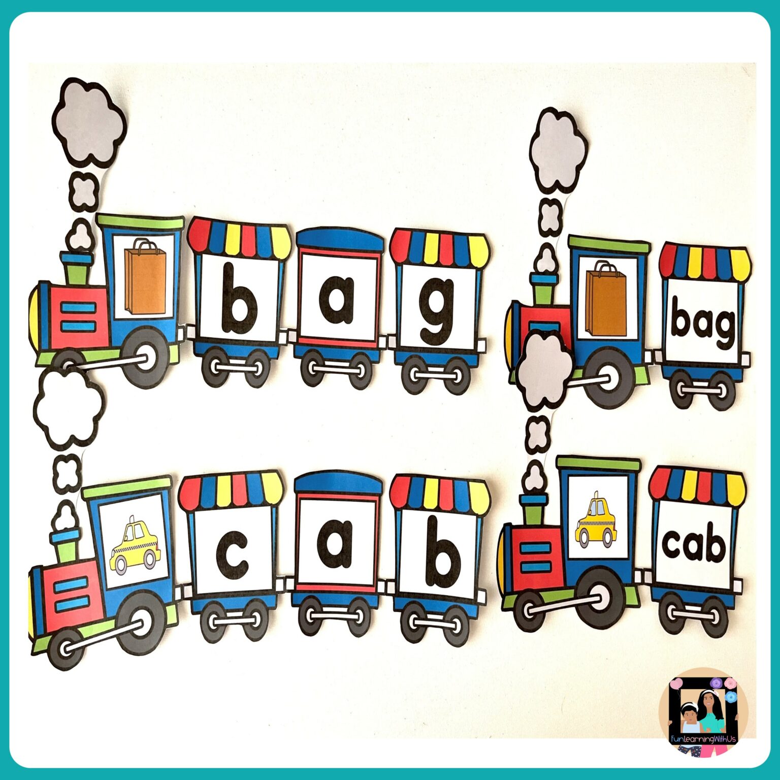 CVC Words Train Crafts | Short Vowel Activities - Made By Teachers