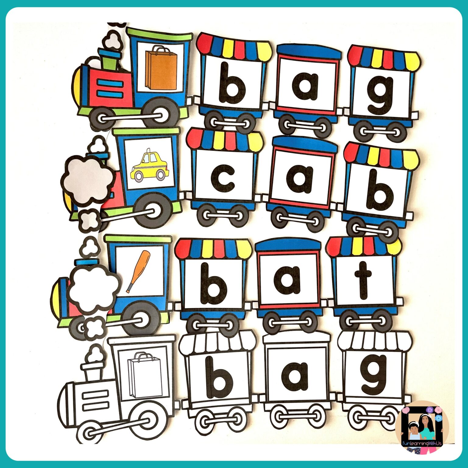 CVC Words Train Crafts | Short Vowel Activities | Made By Teachers