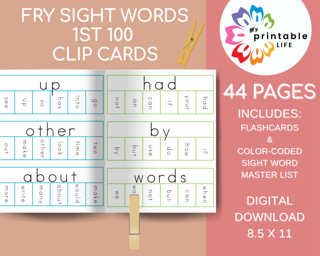Fry Sight Words Clip Cards 1st 100 Words | Made By Teachers