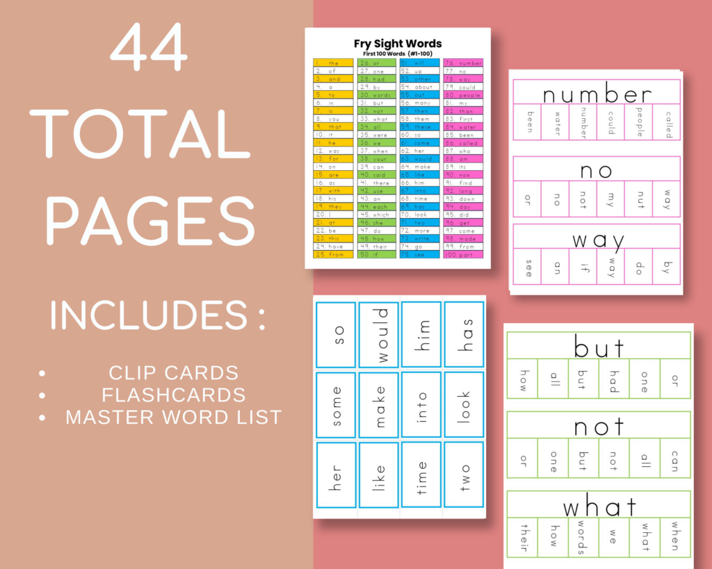 Fry Sight Words Clip Cards 1st 100 Words | Made By Teachers