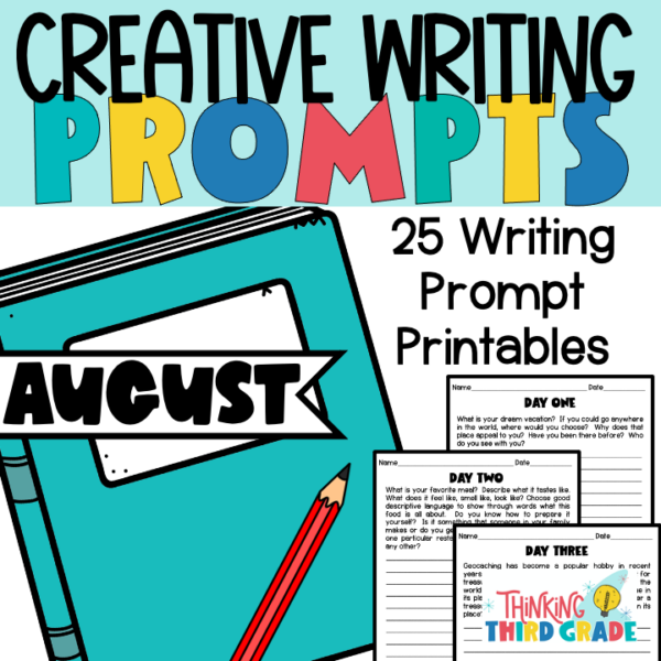 Creative Writing Prompts August | No Prep Printables | Prewriting ...